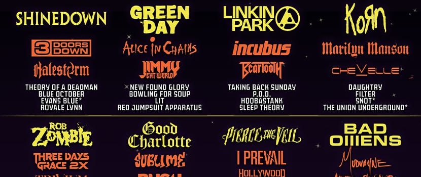 Korn, Linkin Park, Green Day, Chimaira, Snot, Dry Kill Logic & More 