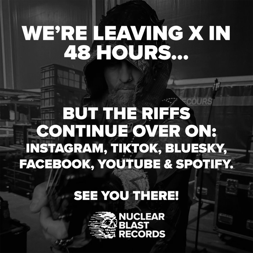 Nuclear Blast Records Announce They Are Leaving Social Media Platform X ...